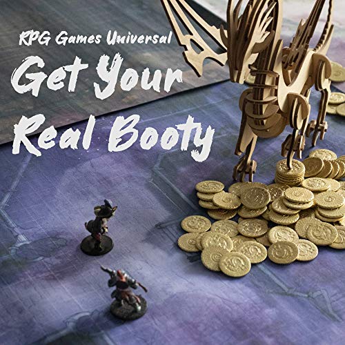 50 DND Coins Fantasy Coins & Leather Bag Metal Tokens Game Coins for Board Games Table RPG Board Game Accessories Golden Suit for Dungeons & Dragons Medieval Game Retro DND Props