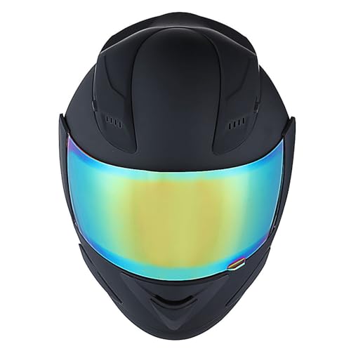 1Storm Motorcycle Bike Full Face Helmet Mechanic Skull: HJDJ11 Matt Black