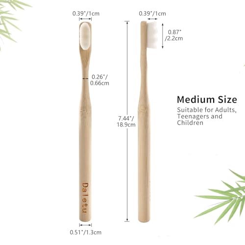 Daletu Bamboo Toothbrush, Biodegradable Toothbrushes Extra Soft Bristles, 20000 Soft Natural Bristle Toothbrush, Eco Friendly Toothbrushes for Sensitive Teeth Gum Recession - 4 Pack