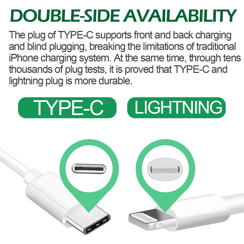 USB C to Lightning Cable MFI Certified iPhone Cable Fast iPhone Charger Cable 20W PD 5Pack 3/6/10FT Type C Charging & Syncing Data Compatible iPhone 12 Pro Max Mini 11 X XR XS 8 P iPad iPod (White)