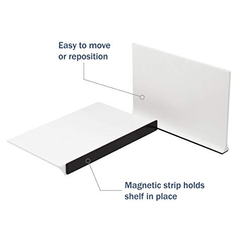 APOTHECARY PRODUCTS Magnetic Shelf Divider, For Vitamins, Books, Food And More, 6 in x 4 in, White, Made In The USA