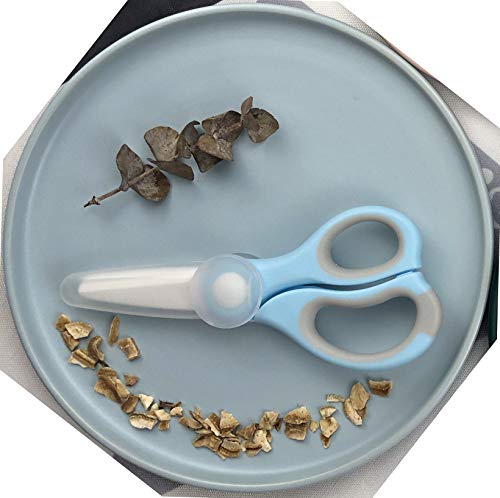 Baby Food Scissors Ceramic,Portable Baby Food Scissors without BPA With Box And Dust Cover (Blue)