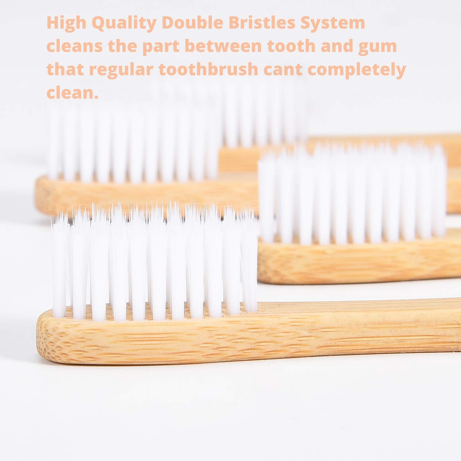 Cozyco Natural Bamboo Toothbrushes, Compostable and Biodegradable Wooden Toothbrush with Soft Nylon Bristles for Sensitive Gums, Vegan and Reusable Toothbrush for Adults and Kids (Pack of 8)