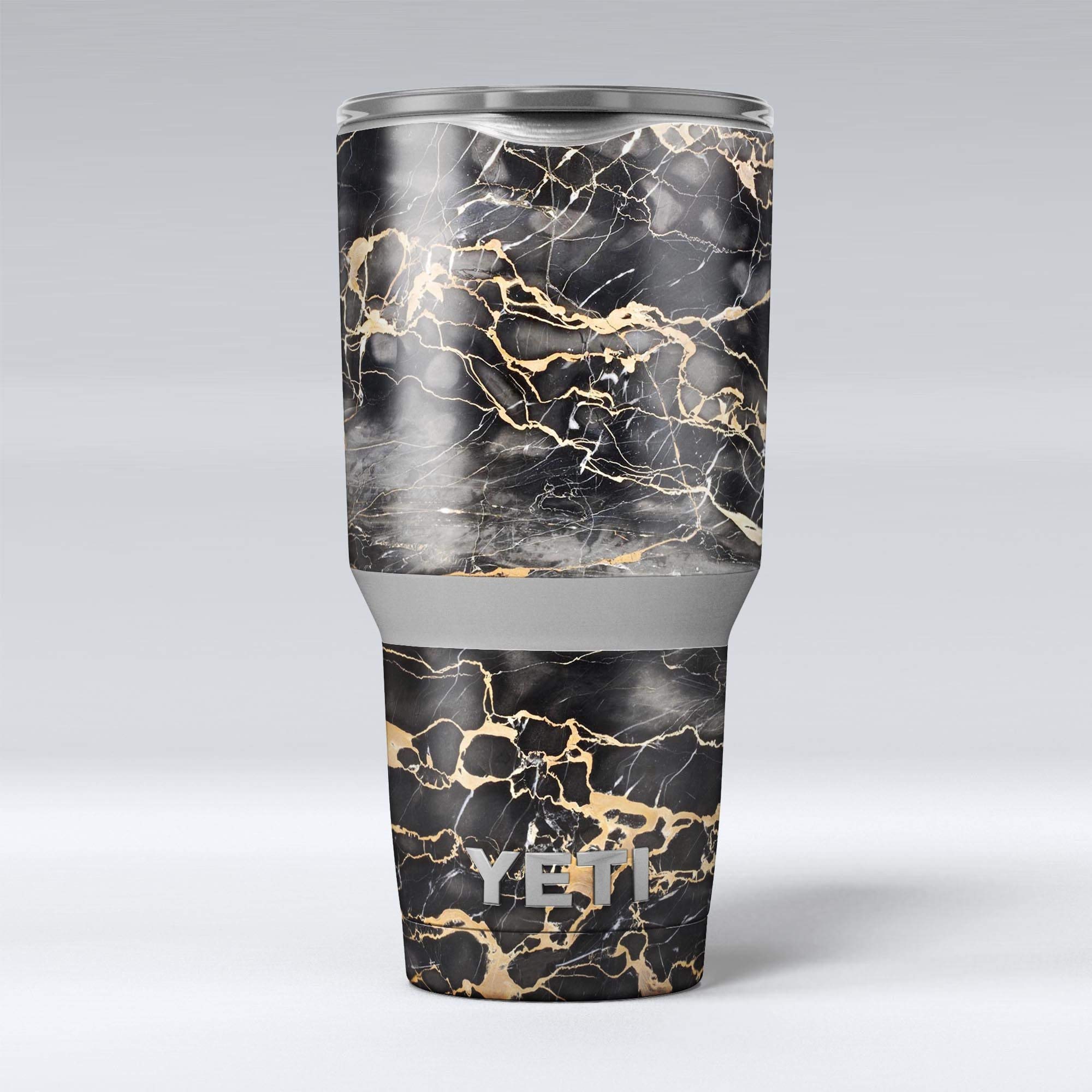 Design Skinz Black and Gold Marble Surface - Skin Decal Vinyl Wrap Kit Compatible with The Yeti Rambler Cooler Tumbler Cups