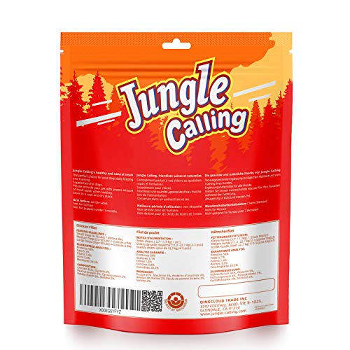 Jungle Calling Dog Treats Chicken Jerky Training Treats, Slow Roasted Snacks for Medium and Large Dogs Chewy Treats 10.6Ounce (Chicken Fillet)