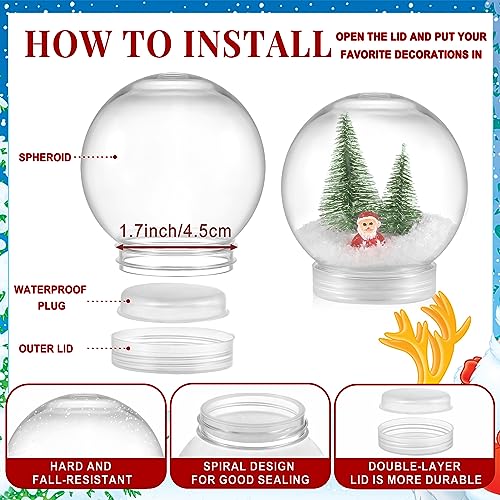 8 Pieces 2.7 Inch/69mm Plastic Snow Globe Clear Plastic Water Globe Fillable Snow Globe with Screw Off Cap for DIY Crafts Christmas Home Decoration
