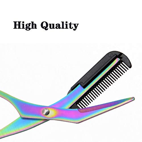 YITAQI Eyebrow Comb Scissors,Titanium Grooming Trimmer Makeup Tools Stainless Steel Eyelash Hair Clips Shaping Razor Hair Scissors Trimmer(Green)