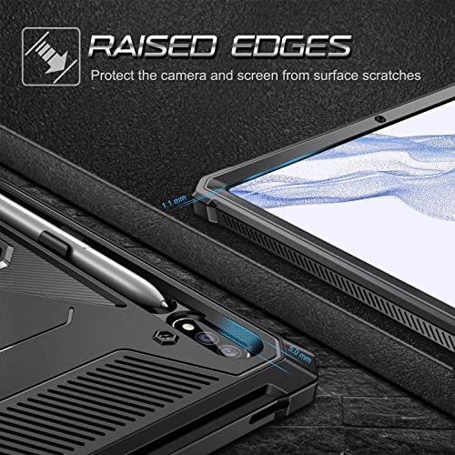 Fintie Case for Samsung Galaxy Tab S8/Tab S7 11 Inch (Model SM-X700/X706/T870/T875/T876), Tuatara Rugged Unibody Hybrid Full Protective Bumper Kickstand Cover Built-in Screen Protector, Black