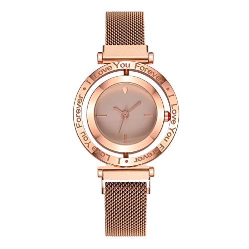 Kinrui I Love You Forever - Women's Quartz Gift Watch Rotatable Dial Novel Jewelry Stainless Steel Strap Watches