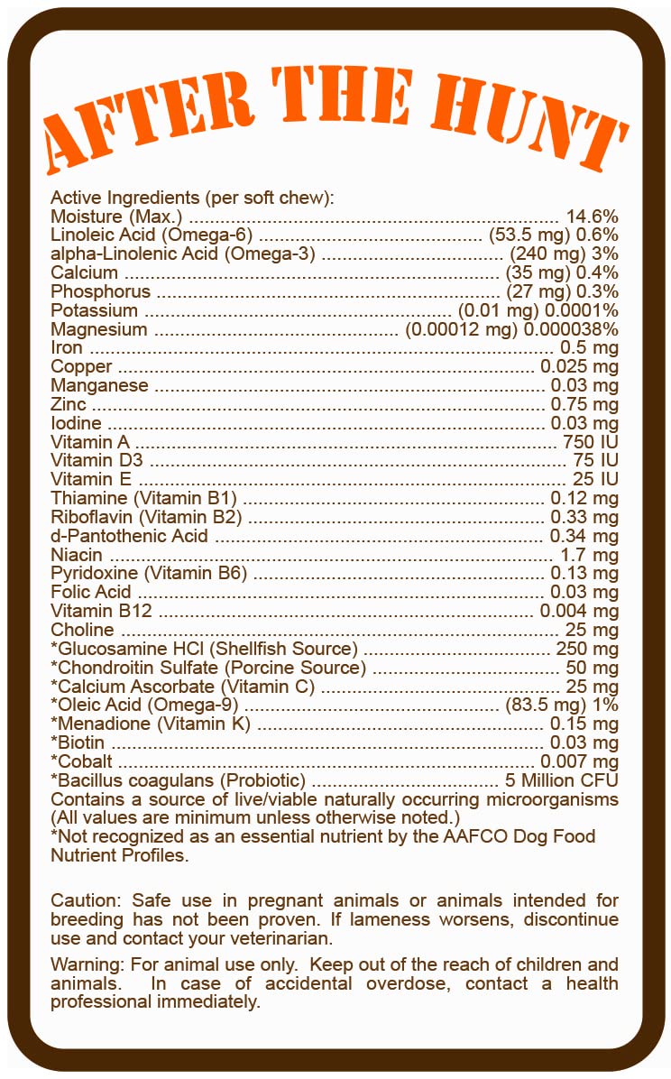 After The Hunt All You Need Complete Dog Multivitamin - Daily Vitamins for Skin & Coat Hip & Joint Digestion & Immune System - Glucosamine Omega 3 6 9 & Probiotics - 120 ct