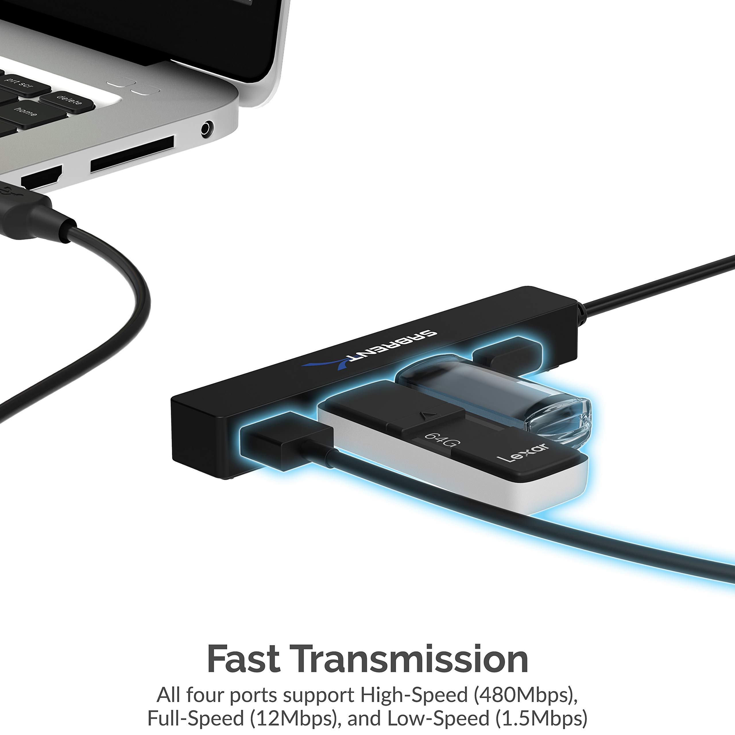 SABRENT 4 Port Portable USB 2.0 Hub + USB External Stereo Sound Adapter