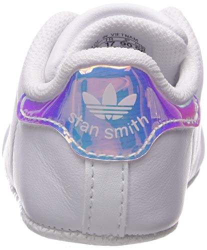adidas Originals baby boys Stan Smith Sneaker, White/White/Silver Metallic, 3 Infant US