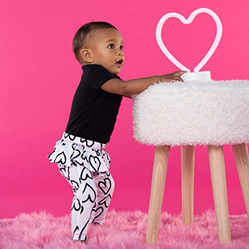 Lamaze Baby Girls' Super Combed Natural Cotton Pull On Peplum Ruffle Leggings, 2 Pack, Pink/White Hearts, 9 Months