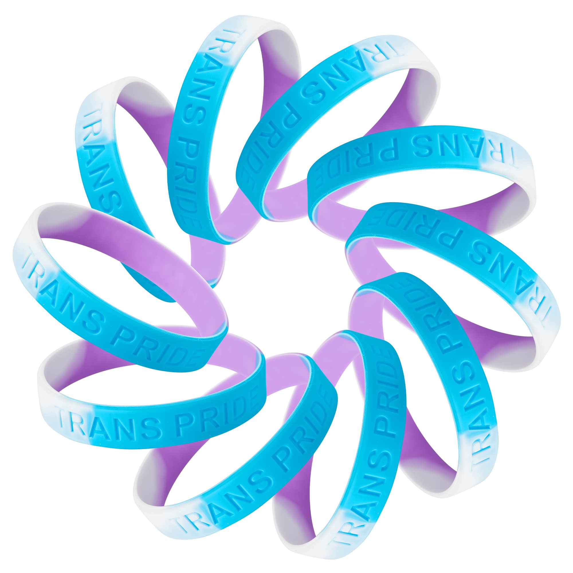 50 Pack Transgender Pride Silicone Bracelets - Transgender Pride Flag Awareness Bracelet - Perfect for Gift-Giving & Fundraisers - 50 Bracelets Multicolor