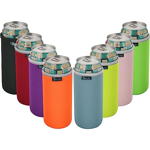 Beautyflier Pack of 8 Anti-Slip 24oz Embossed Neoprene Water Bottle Insulator Sleeve 24 Ounces Drinking Glass Cover 24 Fl Oz Energy Drinking Insulator for BBQ Camping Party