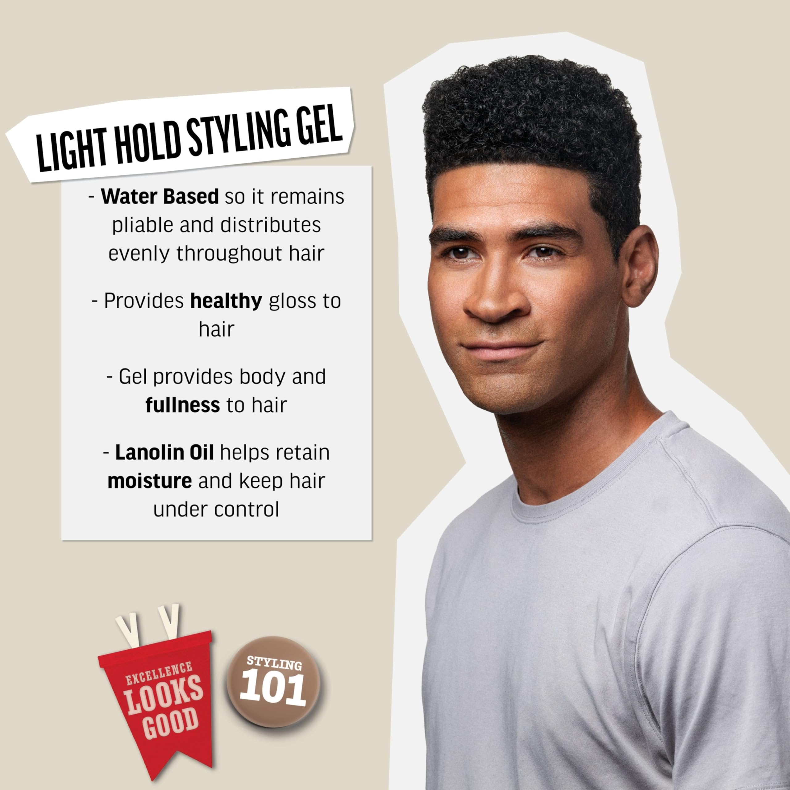 American Crew Men's Hair Gel, Light Hold, Non-Flaking Styling Gel, 13.1 Fl Oz