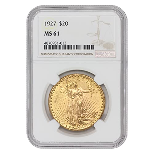 1927 American Gold Saint Gaudens Double Eagle MS-61 by Mint State Gold $20 MS61 NGC