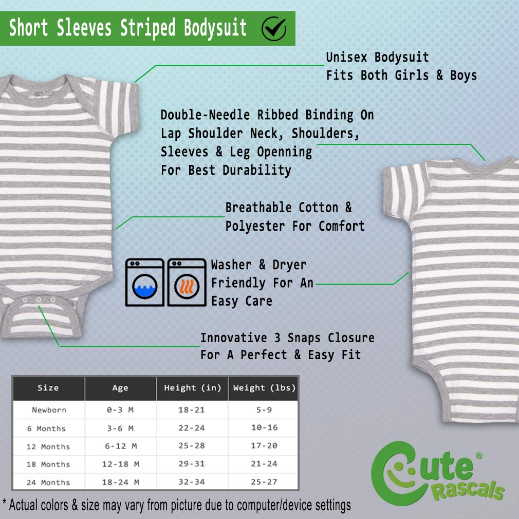 Custom Personalized Baby Bodysuit June Bug Ladybug Funny Cotton Boy & Girl Striped Baby Clothes Stripes Gray White Design Only 6 Months