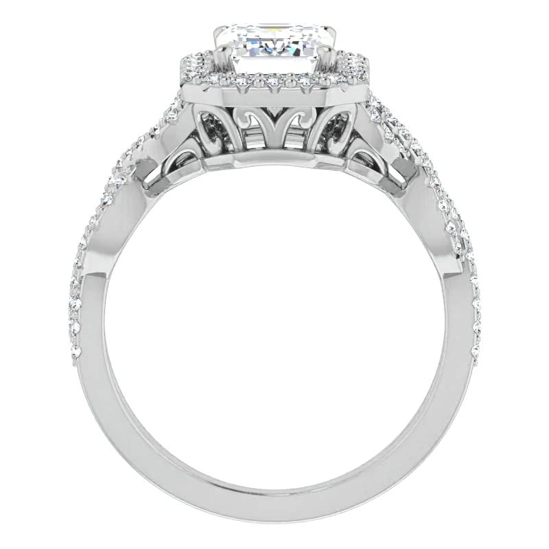 2 CT Emerald Colorless Moissanite Engagement Ring Set for Womens/Her, Wedding Bridal Ring Set,Eternity Sterling Silver Solid Diamond Solitaire Prong Anniversary Promise Gift for Ring (8)