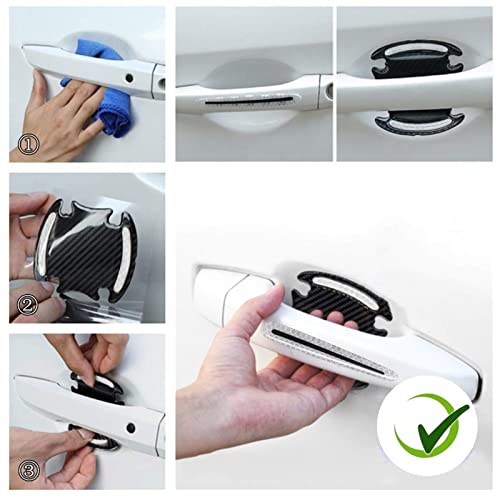 8 PCS Car Door Handle Scratch Protectors, Carbon Fiber Car Door Handle Cover Anti Scratch Car Stickers, Door Handle Cups Protective Film Door Bowl Sticker (White)