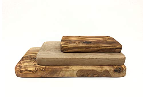 AramediA Set of 3 Handmade Olive Wood Cutting Board , Handmade and Hand Carved by Artisans