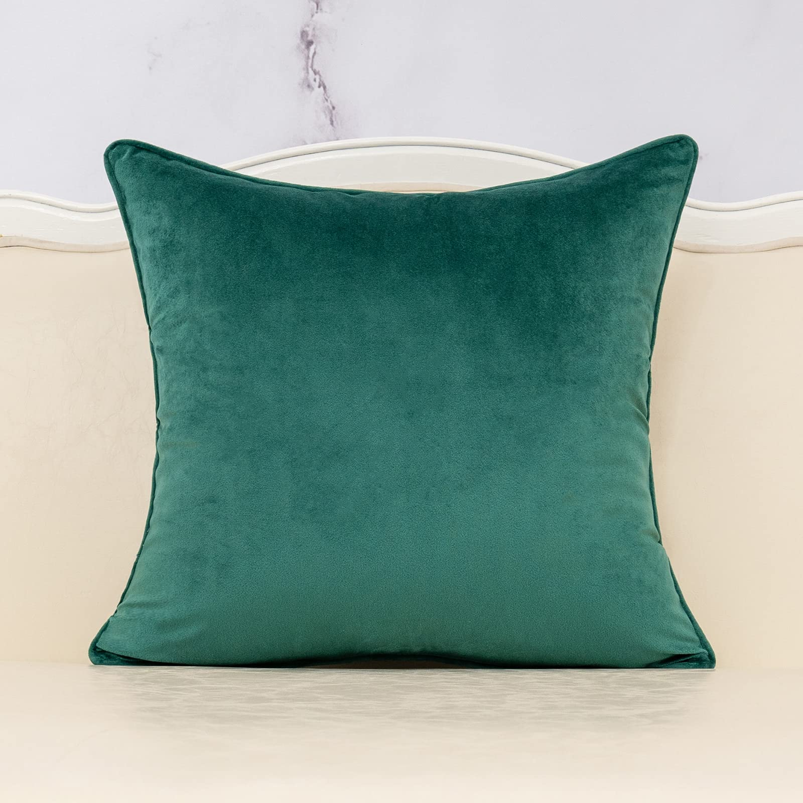 Alerfa 20 x 20 Inch Teal Luxury Velvet European Garden Style Floral Pattern Cushion Case Square Throw Pillow Cover Decorative Pillow for Couch Sofa Living Room Bedroom Car