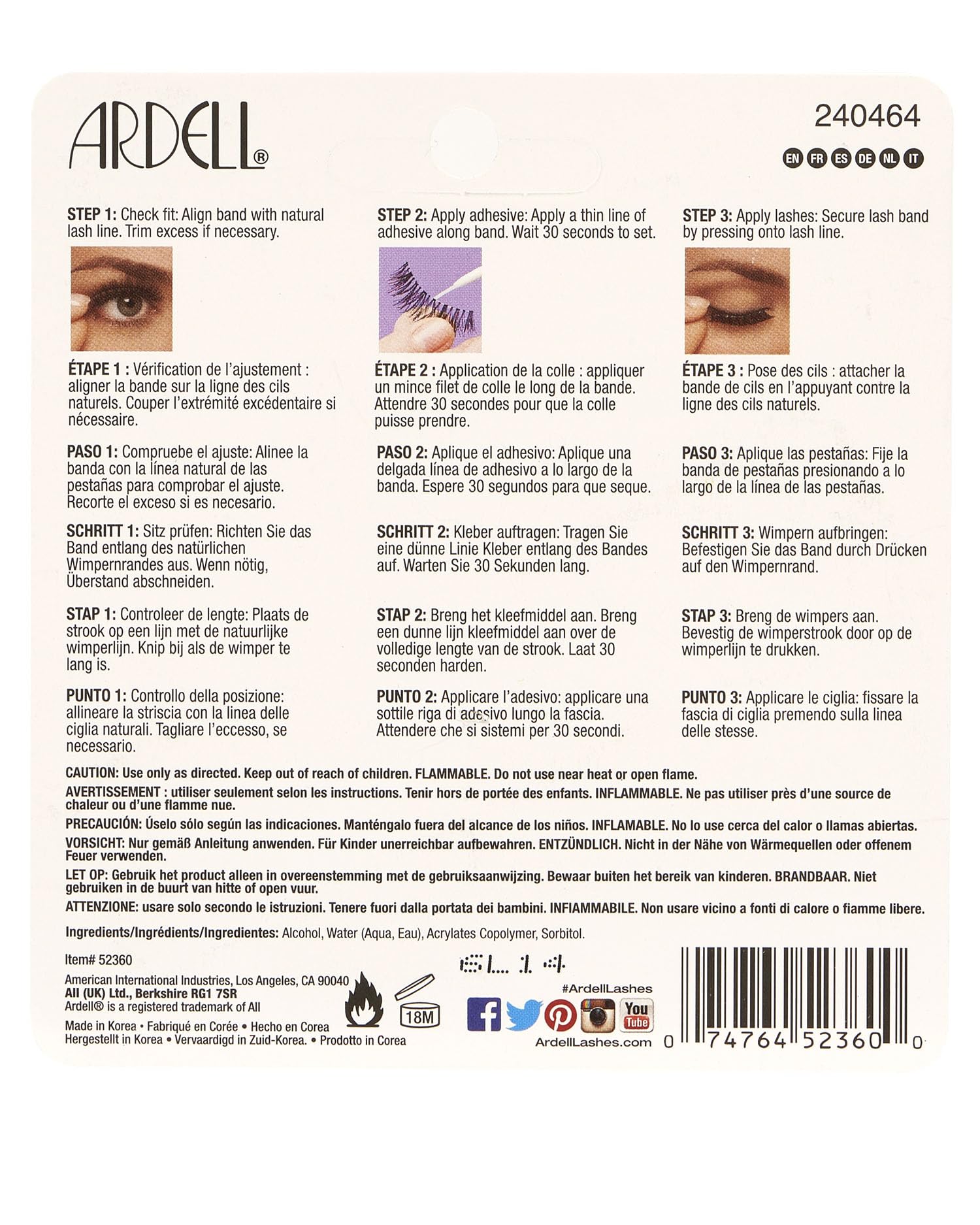 Ardell Brush On Strip Lash Adhesive, Clear Lash Glue for Strip Lashes, Quick-Drying, Waterproof, Latex-Free, 5ml