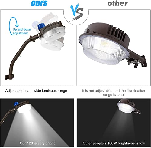 Juyace 18000lm LED Barn Light Dusk to Dawn Outdoor Lighting 5000K Daylight Adjustable Angle Yard Light with Photocell IP65 Waterproof for Outdoor Security/Area 120W Light