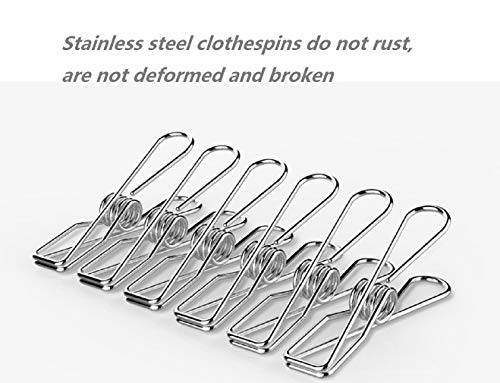 Clothes Pins 40 Pack Stainless Steel Clothesline Clips 2.2" ClothesPins Outdoor Indoor Laundry Drying Piece Clothesline Pins for Home and Office Fastener