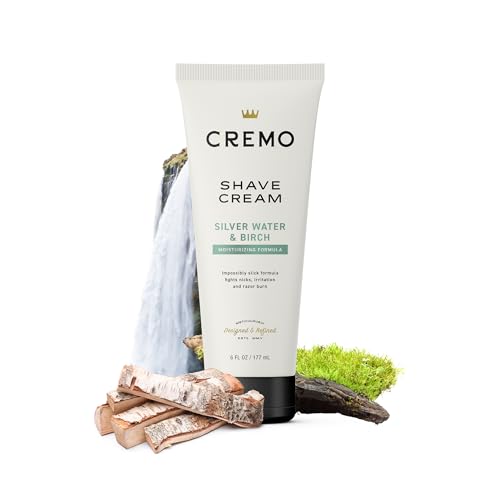 Cremo Silver Water & Birch Shave Cream, Astonishingly Superior Ultra-Slick Shaving Cream for Men, Fights Nicks, Cuts and Razor Burn, 6 Fl Oz