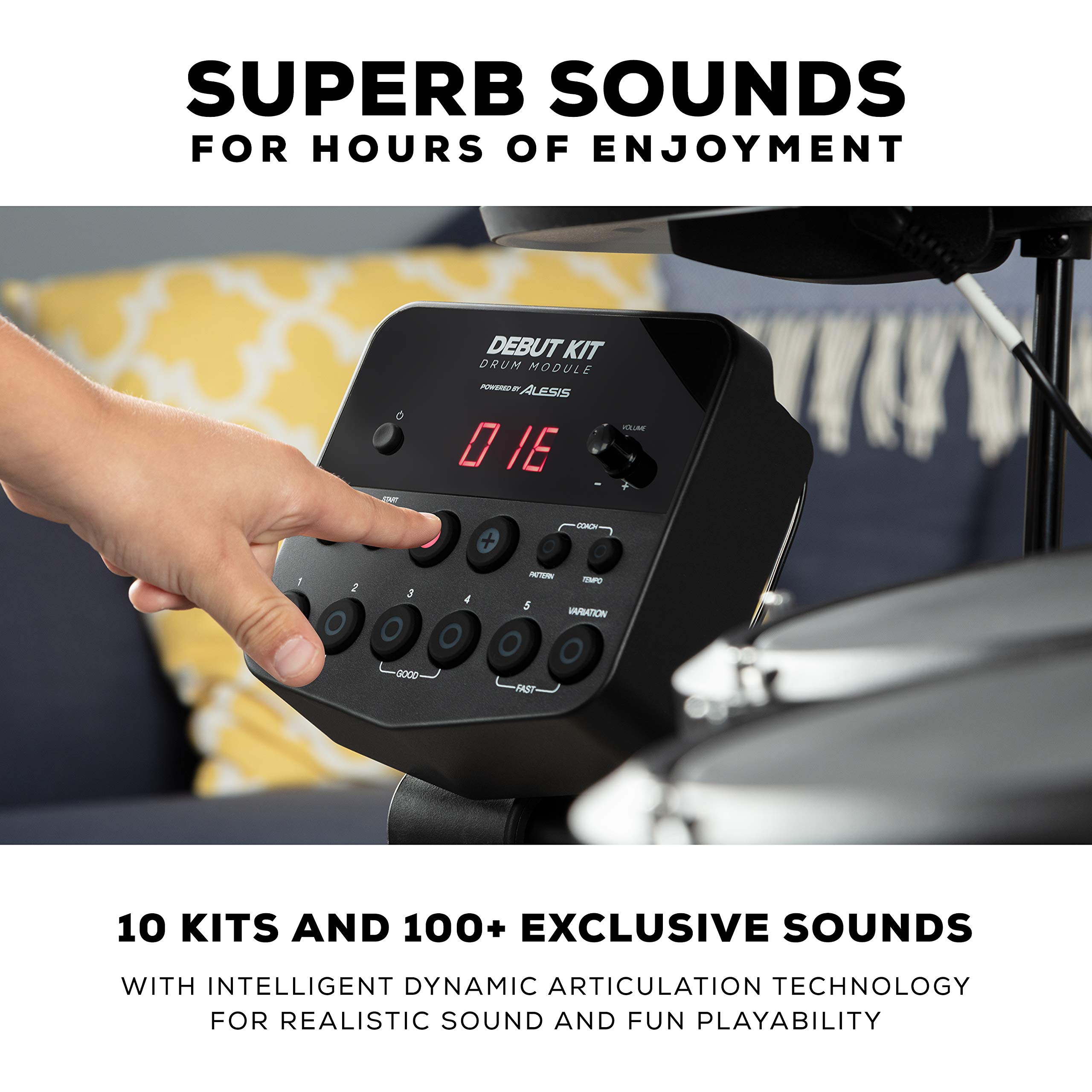 Alesis Drums Debut Kit & Strike Amp 8 Bundle - Kids Drum Set With 4 Mesh Electric Drum Set Pads, 120 Sounds and 2000W Drum Amplifier
