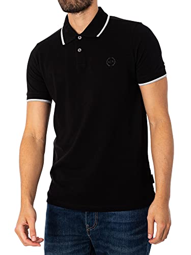 A|X ARMANI EXCHANGE mens Short Sleeve Jersey Knit Polo Shirt, Black, Small US
