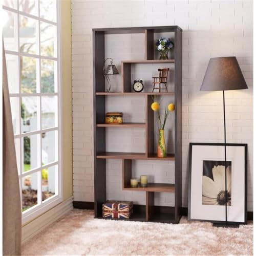 Acme Chas Wooden Cube Bookcase in Espresso and Walnut