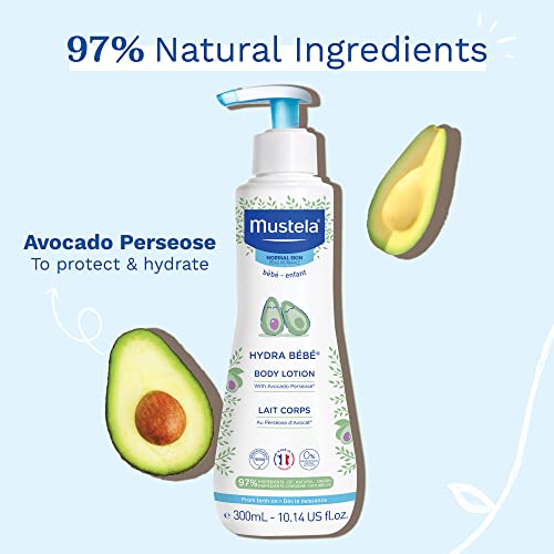 Mustela Hydra Bebe Body Lotion - Daily Moisturizing Baby Lotion with Natural Avocado, Jojoba & Sunflower Oil – 25.35 fl. oz.
