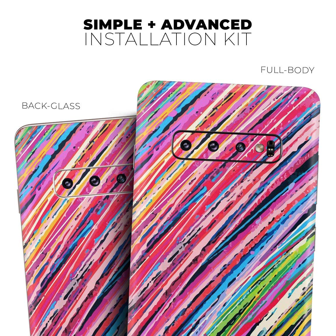 DesignSkinz Abstract Color Strokes Protective Vinyl Decal Wrap Skin Cover Compatible with The Samsung Galaxy S20 (Screen Trim & Back Glass Skin)