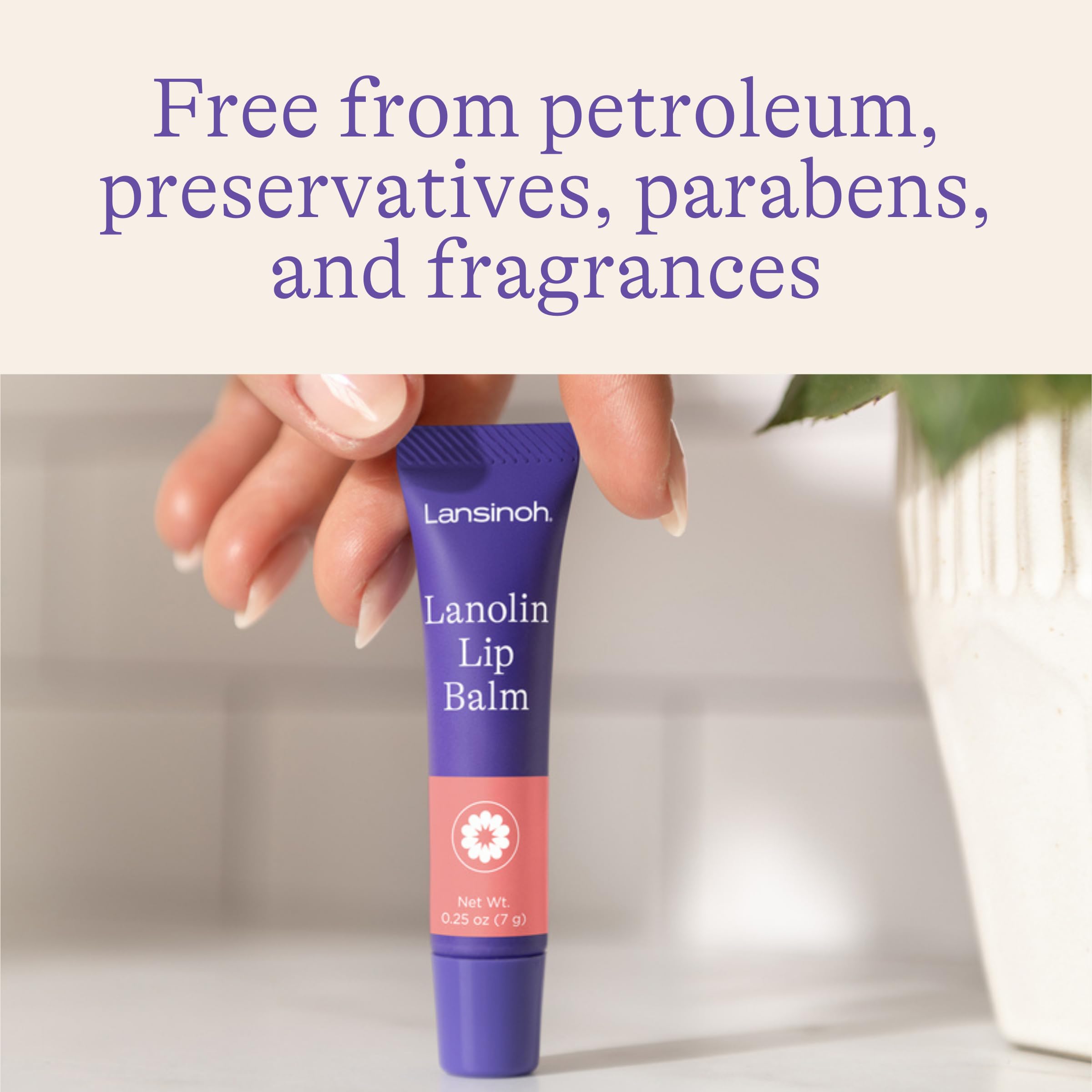 Lansinoh Lanolin Lip Balm, Moisturizing Lip Care, 4 Pack, 0.25 Ounces Each
