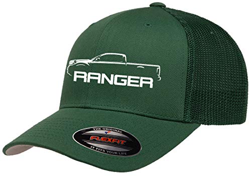 2019 2020 2021 Ford Ranger Supercab Truck Outline Design Flexfit Trucker Mesh Fitted Cap Forest