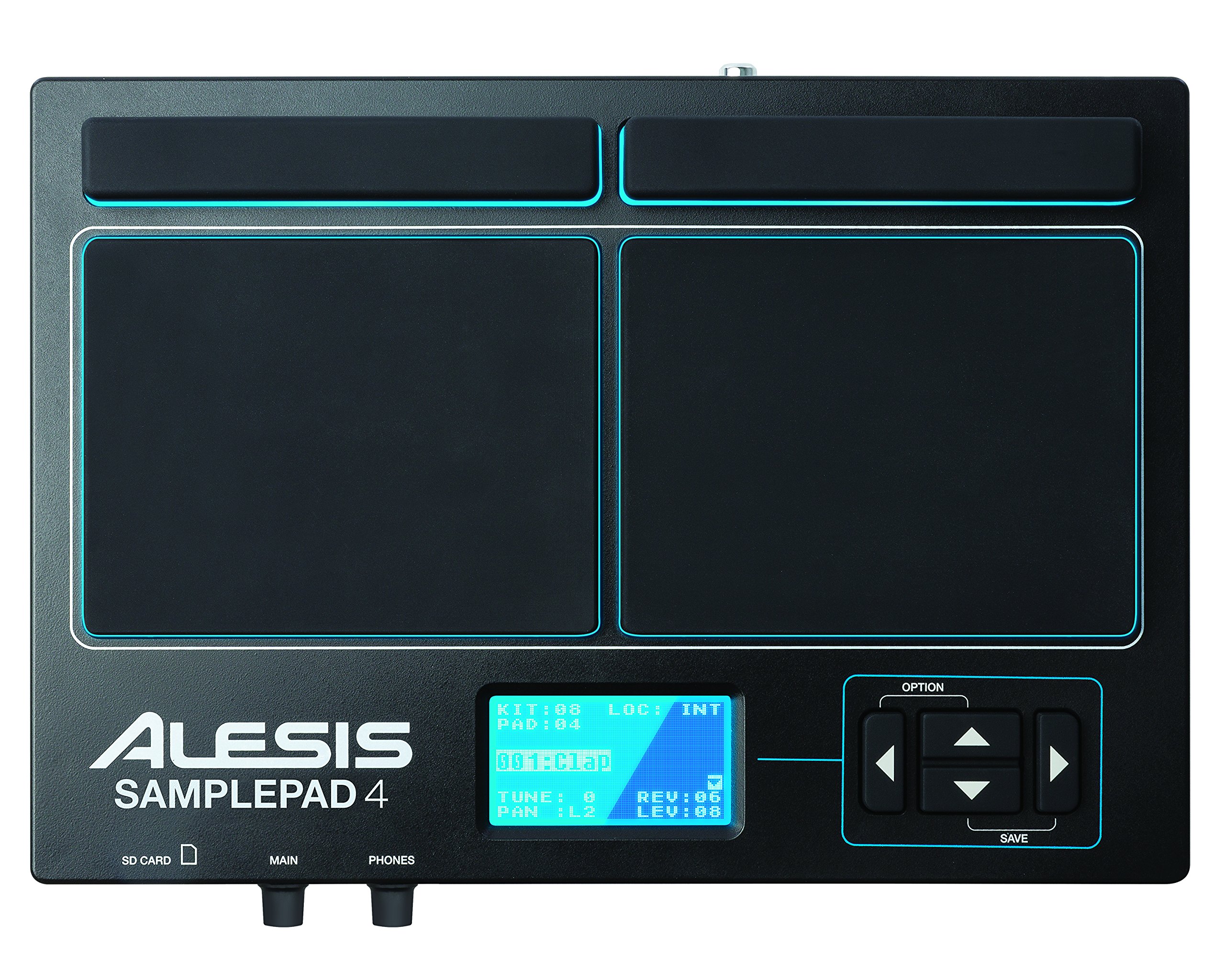 Alesis Sample Pad 4 | Compact Percussion and Sample Triggering Instrument with 4 Velocity Sensitive Pads, 25 Drum Sounds and SD/SDHC Card Slot,Black