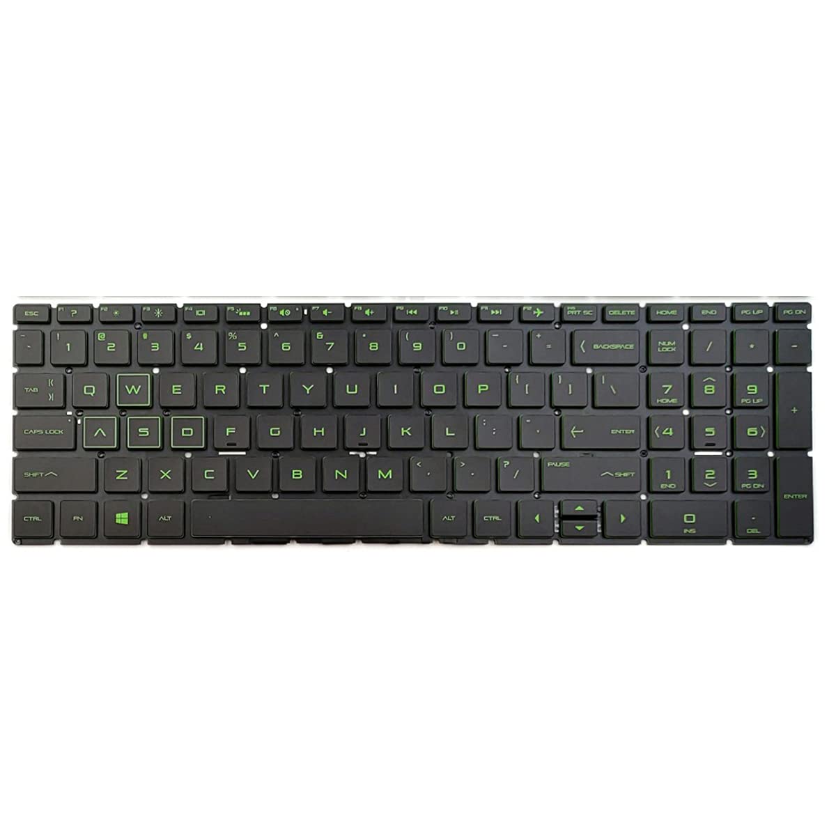 Laptop Replacement US Layout Green Backlit Keyboard for HP Pavilion Gaming 15-CX 15-CX0058WM 15-CX0100TX Black