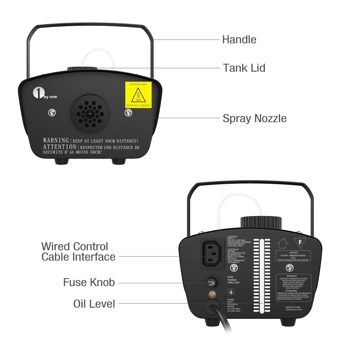1byone Fog Machine with Wired Remote Control, 400-Watt Smoke Machine for Halloween,Christmas, Weddings, Parties & Holidays,O00QL-0041 (Black)
