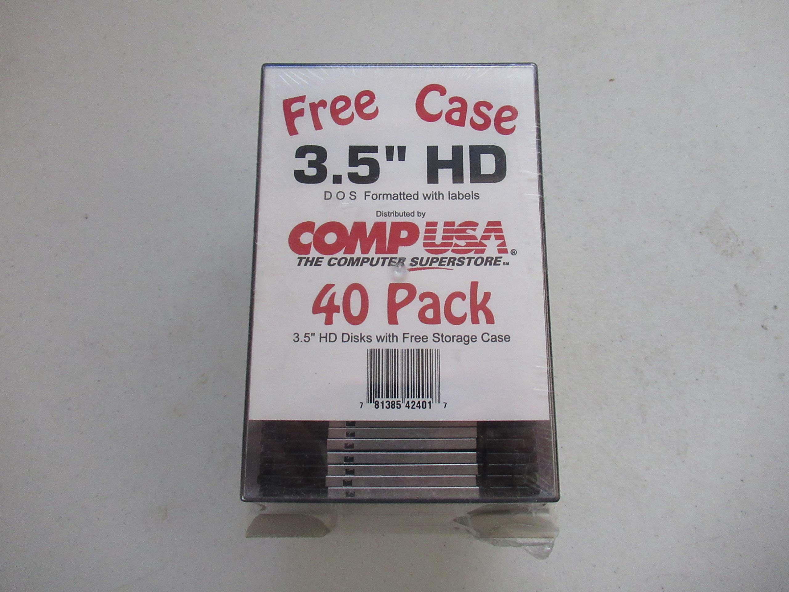Comp USA 3.5 HD Disks with Free Storage Case 40 Pack DOS Formatted