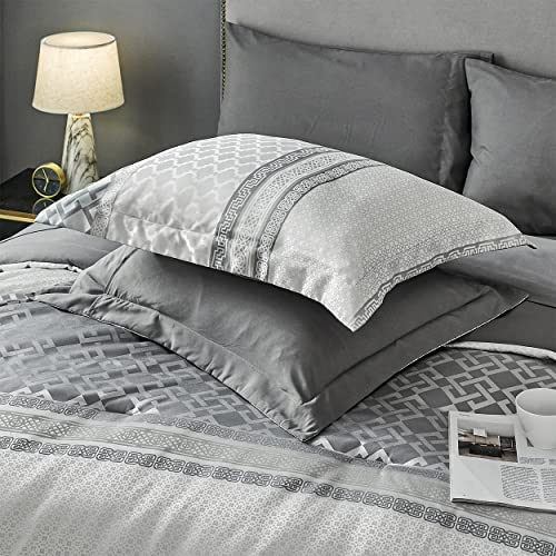 Bedsure Queen Size Bedding Set - 7 Pieces Hotel Style Queen Bed in a Bag Comforter Set with Sheets, Soft Textured Queen Bedding Comforter Set, Luxurious Grey Bedding Set