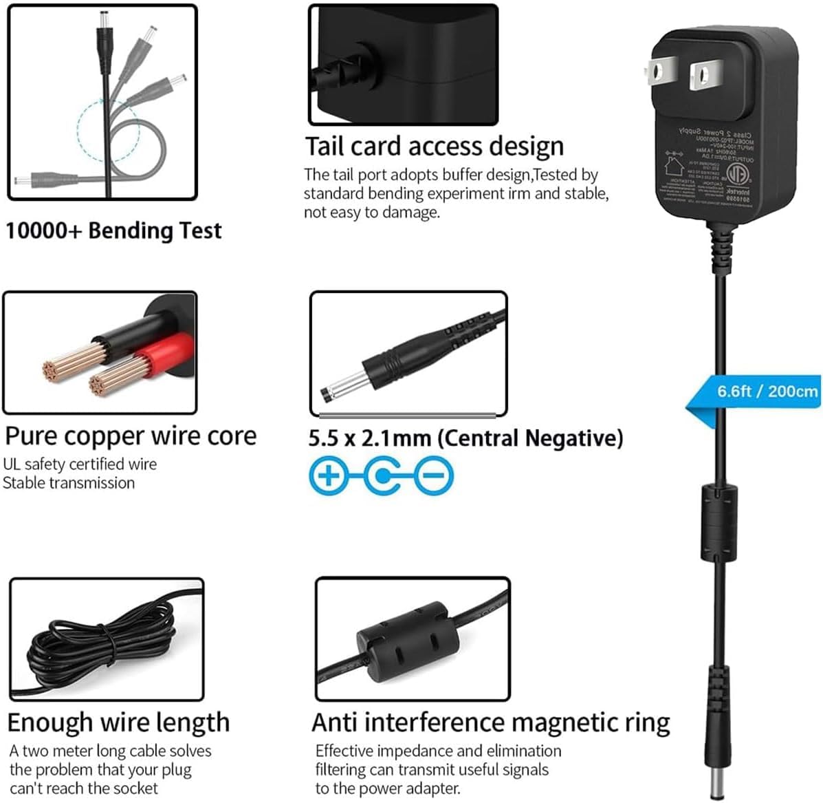 DC 9V Power Adapter for Casio Keyboard WK-110 WK-200 WK-210 CTK-720 CTK-710