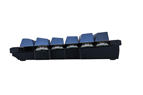 Mistel BAROCCO MD770 RGB Wired + Wireless Bluetooth TKL Split Mechanical Keyboard with Cherry MX Black Switch, Ergonomic Gaming Keyboard, Yellow Letter Glaze Blue PBT DoubleShot Keycaps, Macro Support