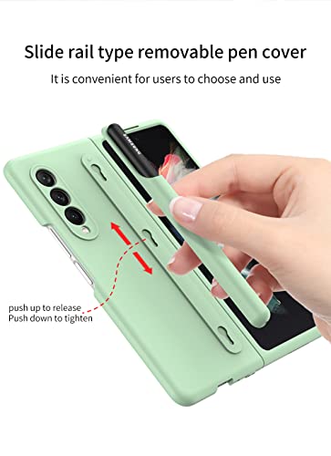 BAILI Z Fold 3 Case with Pen Holder,Liquid Silicone Shockproof Protective Galaxy Z Fold 3 Case Cover, Silky and Soft Touch, Slide Rail Type Removable Pen Cover for Samsung Z Fold 3 Case-Cool Black
