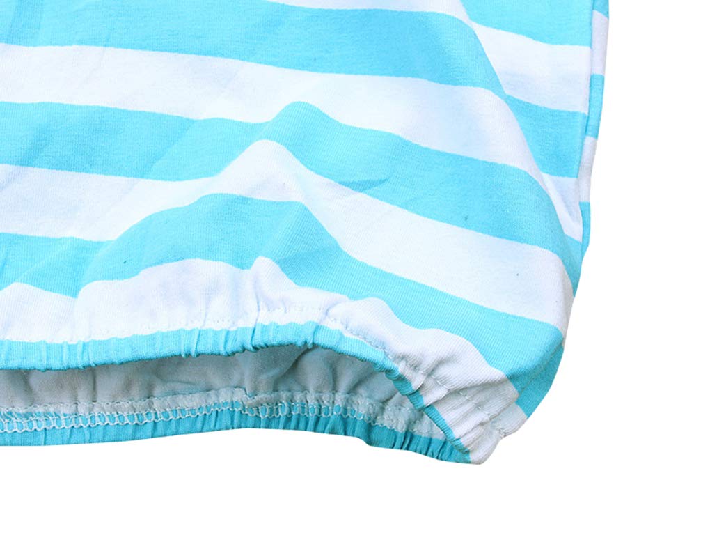 DPSKY Newborn Baby Sleeper Gowns & Headband Little Sister Brother Printed Striped Baby Sleeping Bag (blue)