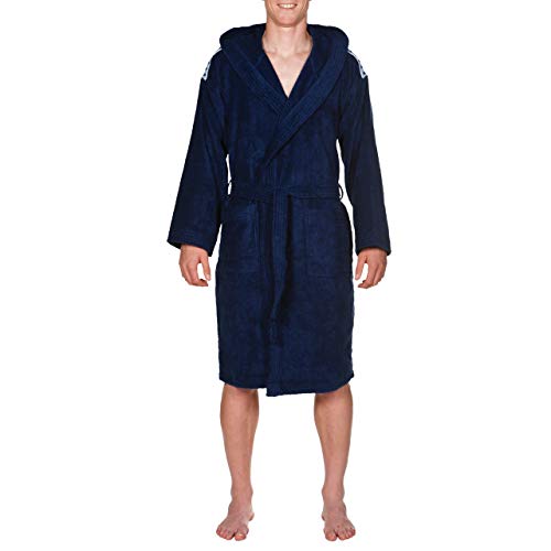 ARENA Unisex Core Soft Robe Bathrobe, Navy/White, X-Small