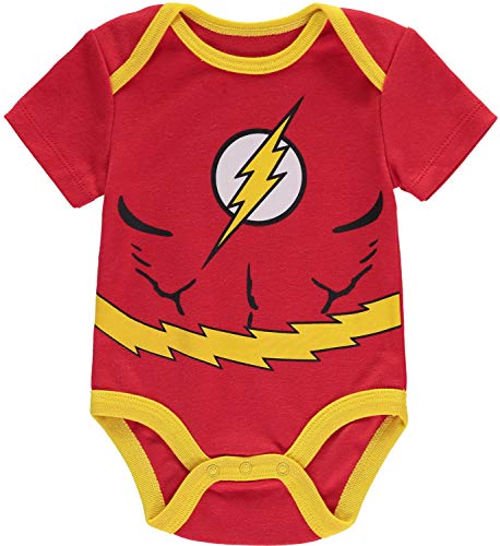 DC Comics Baby Boys Newborn 5 Infant Pack Short Sleeve Bodysuit Flash Superman Batman Aquaman Green Lantern Baby 0-3 months