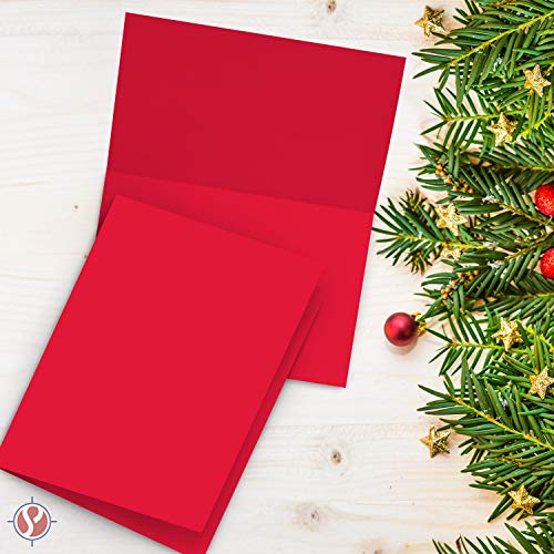 A7 Red Blank Greeting Cards with Envelopes – Great for Holiday, Christmas and New Year Cards | 5” x 7” (Folded) | 25 per Pack