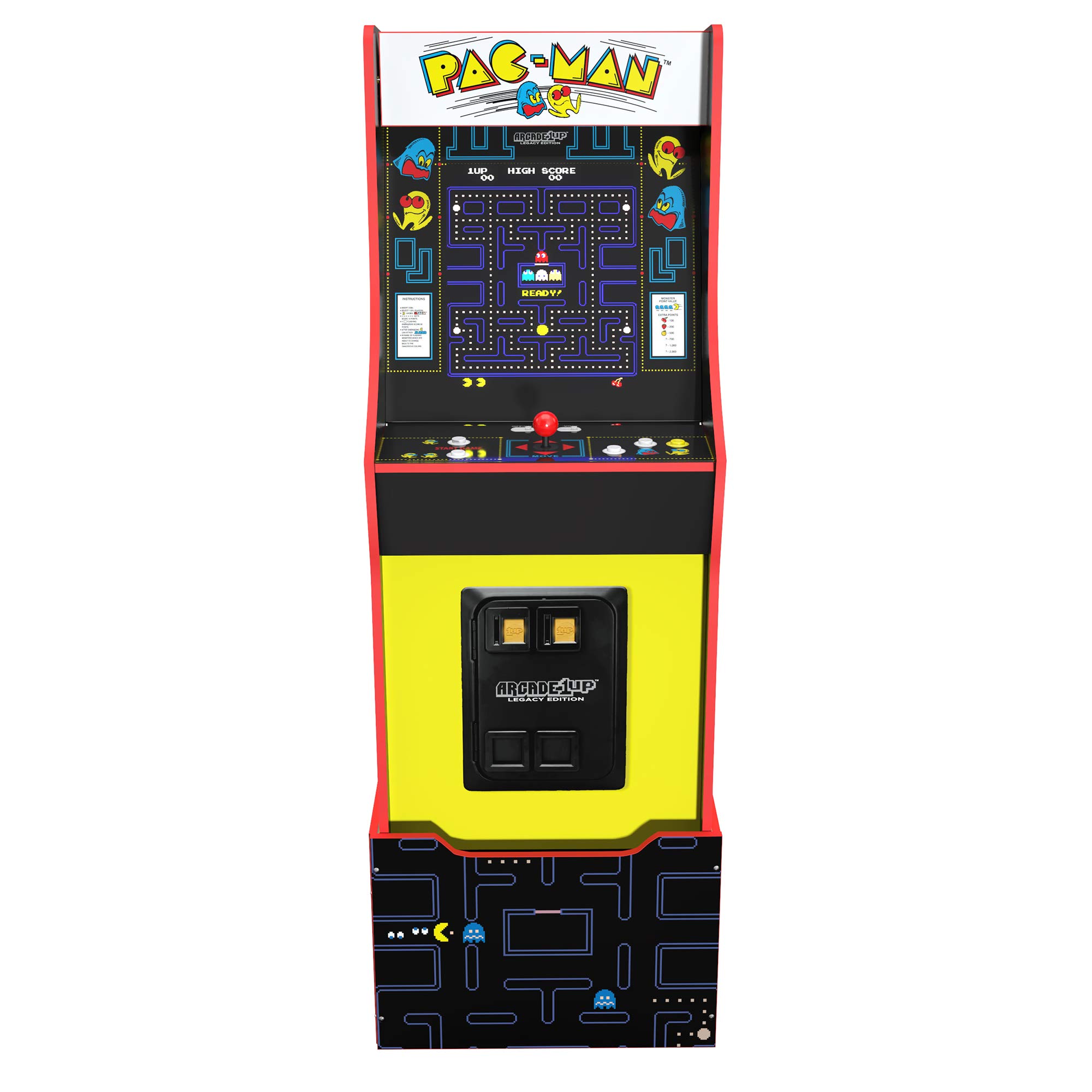 Arcade1UpBandai Namco Entertainment Legacy Edition Arcade Machine, 4-Foot —12-in-1 Pac-Man Arcade Game Machine for Home, 17” Color LCD Screen —Includes Custom Arcade Game Riserand Light-Up Marquee